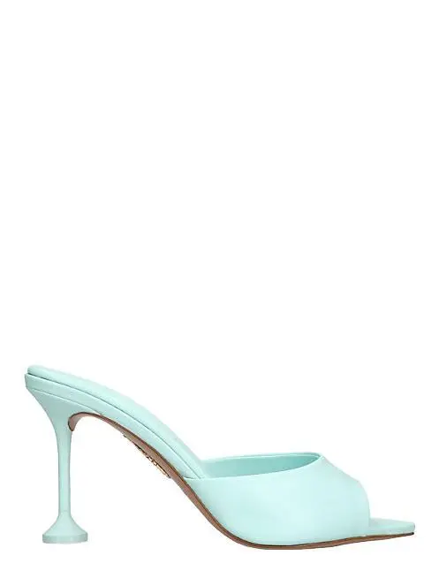 AQUAZZURA Bisous 85 Leather Mules - Pale Blue