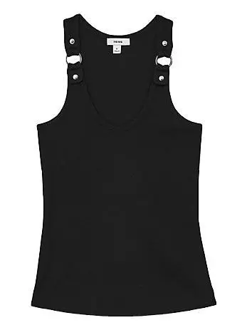 REISS Slim-fit Stretch-cotton Vest Top With Hardware Detail - Black