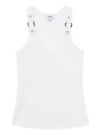 REISS Slim-fit Stretch-cotton Vest Top With Hardware Detail - White
