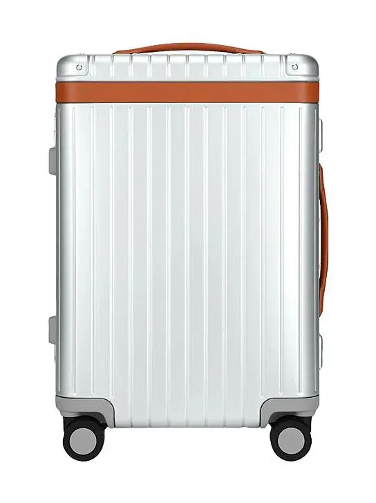 CARL FRIEDRIK Aluminium Four-wheel Suitcase - Silver / Cognac