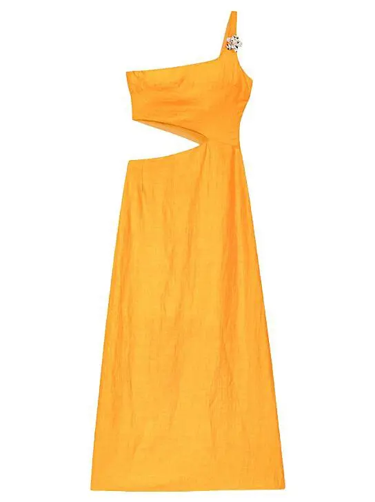 Maje One-shoulder Cut-out Maxi Dress - Orange