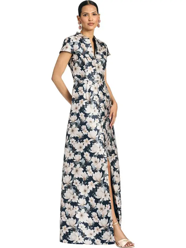 Sachin & Babi Charlotte Gown In Print - Midnight Magnolia