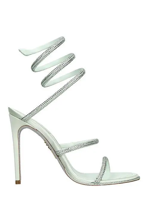 Rene Caovilla Cleo 105 Satin Heeled Sandals - Pale Green