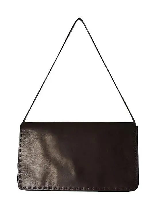 THE ROW Nuance Leather Shoulder Bag - Dark Brown Ans