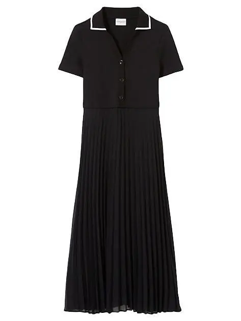 Claudie Pierlot Two-in-one Cotton And Pleated Midi Dress - Black