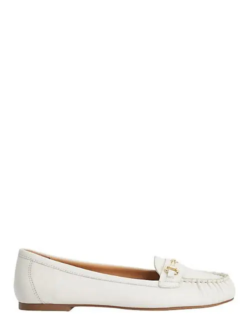 DUNE Guno Snaffle Suede Loafers - White Leather