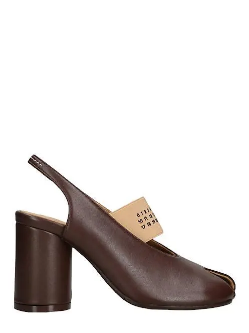 MAISON MARGIELA Peep-toe Slingback Leather Heeled Sandals - Tan