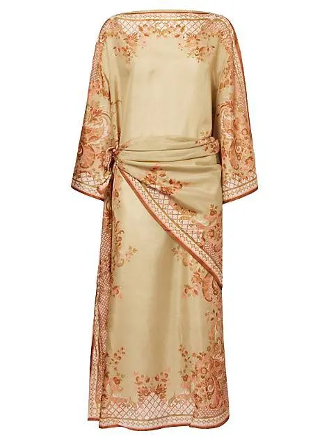 Zimmermann Aster Tuni Silk Midi Dress - Sage Paisley Floral