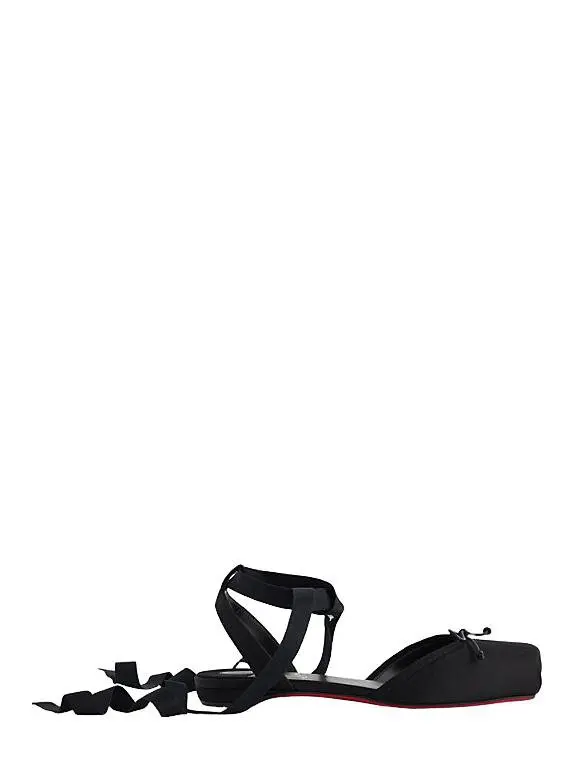 CHRISTIAN LOUBOUTIN Cassia Lace-up Satin Ballerina Flats - Black/lin Black