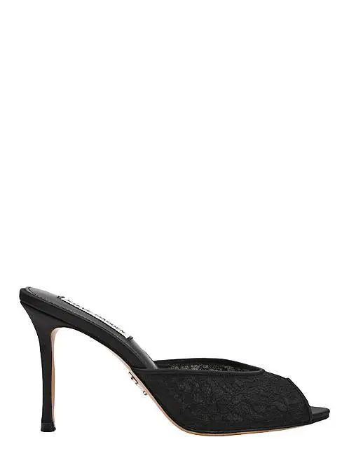 Steve Madden Lace Mules With High Point Heel - Black