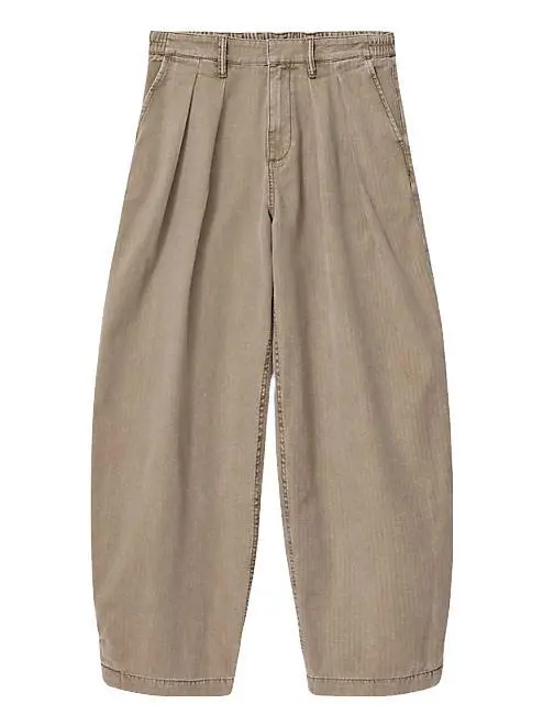 ALLSAINTS Becco Relaxed-fit Cotton-blend Trousers - Stone Brown