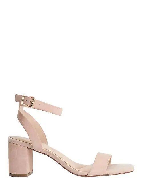 DUNE Medina Heeled Suede Sandals With Gold-tone Hardware - Blush Suede