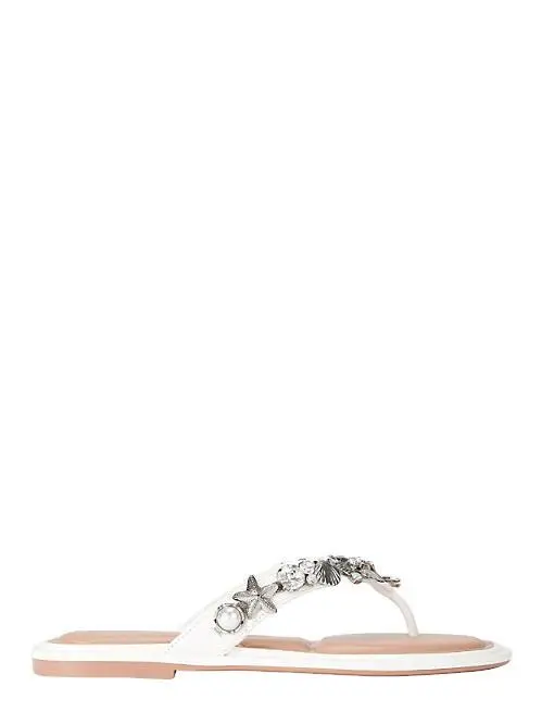 Carvela Marina Faux-leather Embellished Flat Sandals - White