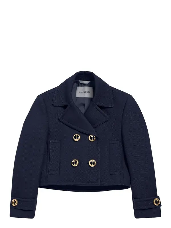 Balenciaga Cropped Peacoat - Blue