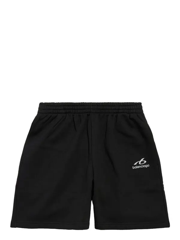 Balenciaga Relaxed Fit Shorts With Printed Artwork - Black