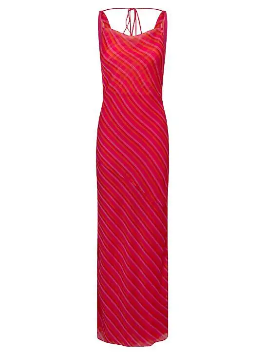 OMNES Koko Cowl-back Woven Maxi Dress - Pink / Orange Stripe