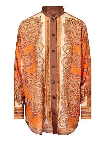 Zimmermann Dolman Silk Shirt - Tangerine Paisley