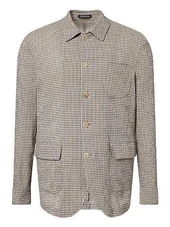 Emporio Armani Checked Seersucker Cotton Jacket - Fant. Beigie/blue