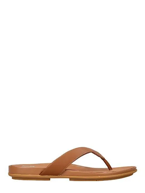 Fitflop Gracie Leather Thong Sandals - Brown