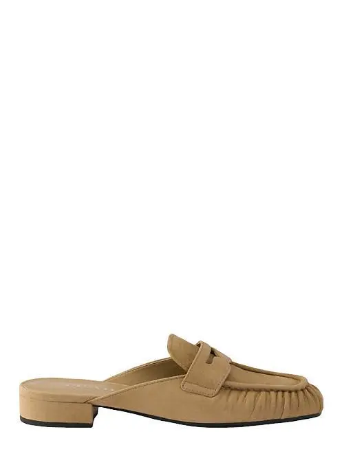 Prada Ruched Suede Mules - Neutral