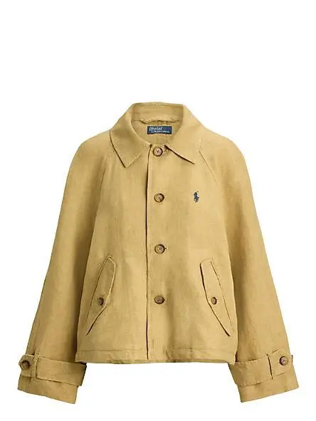 Polo Ralph Lauren Relaxed Fit Linen Logo Embroidered Jacket - Classic Camel