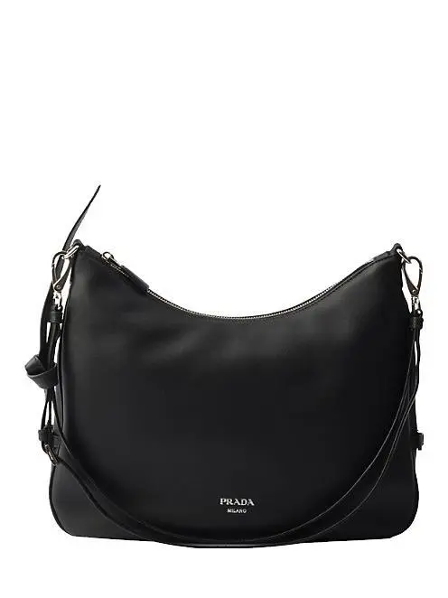 Prada Large Leather Shoulder Bag - Black