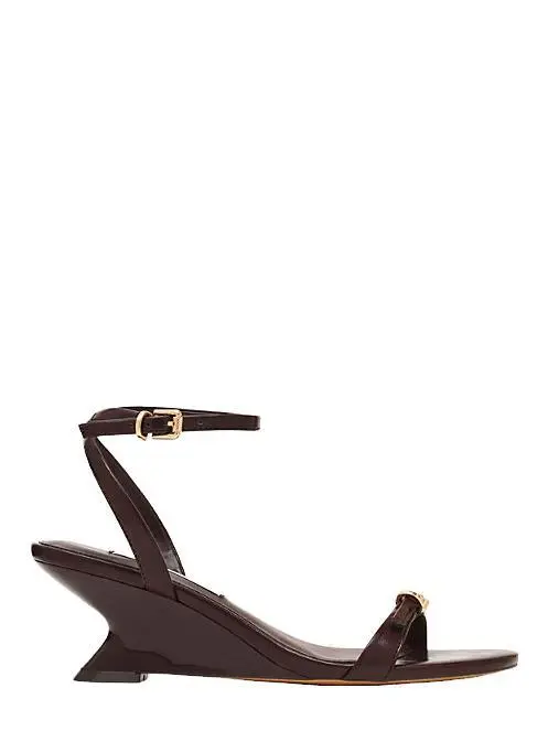 Steve Madden Zaloma Faux-leather Wedge Sandals - Dark Brown