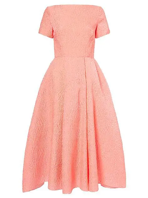 ROKSANDA Vaela Textured Jacquard Midi Dress - Apricot