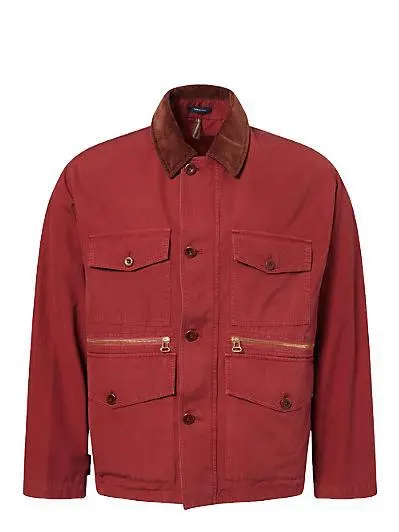 DRAKE'S Patch-pocket Cotton Jacket - Washed Red