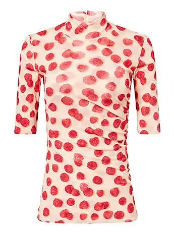 Stella McCartney Printed Mesh High-neck Top - Raspberry