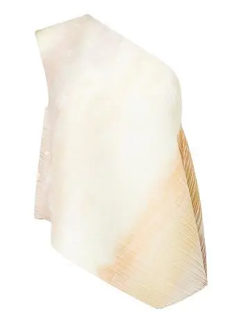 Issey Miyake Asymmetrical Pleated Top - Greige