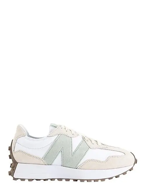 NEW BALANCE 327 Suede And Leather Trainers - Angora White Silver Moss