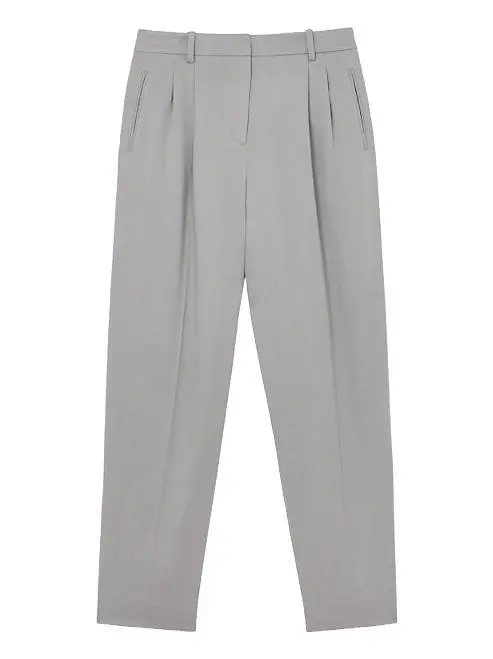 REISS Clay Tapered-leg Lyocell Trousers - Grey