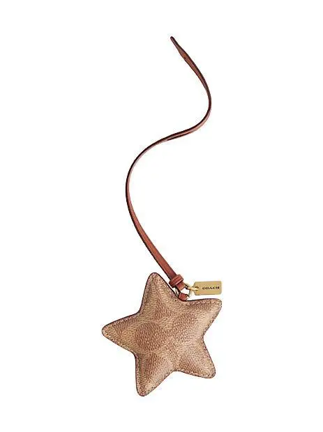 COACH Star Puffy Signature Coated Canvas Bag Charm - Tan Caramel