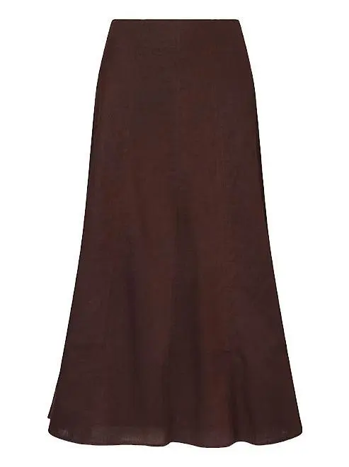 ME+EM Crease-less Panelled Linen-blend Maxi Skirt - Cocoa Brown