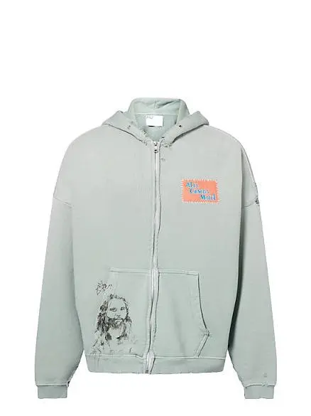 PALY HOLLYWOOD Distressed Cotton Hoody - Green