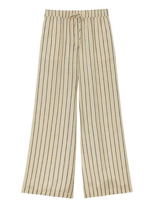 REISS Minnie Striped Wide-leg Lyocell Trousers - Neutral Navy