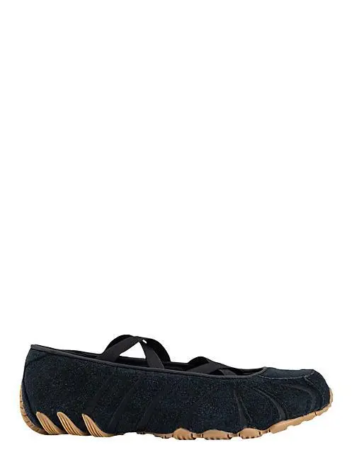 Adidas Suede Ballet Flats With Elasticated Straps - Black Black Gum