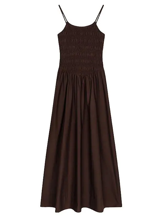 OMNES Paulina Smocked Cotton-poplin Maxi Dress - Chocolate