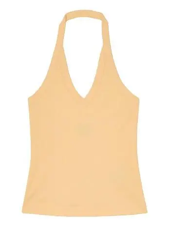 REISS Nina Halterneck Stretch-cotton Top - Yellow