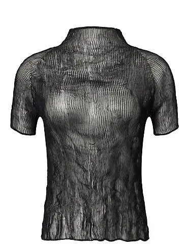 Issey Miyake Short Sleeve Pleats Shirt - Black