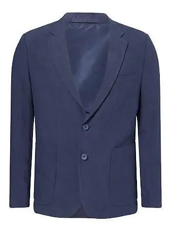 PERCIVAL Single-breasted Notch-lapel Linen Blazer - Navy