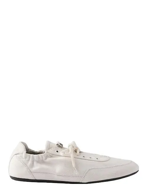 Prada Denim Lace-up Low Top Sneakers - White