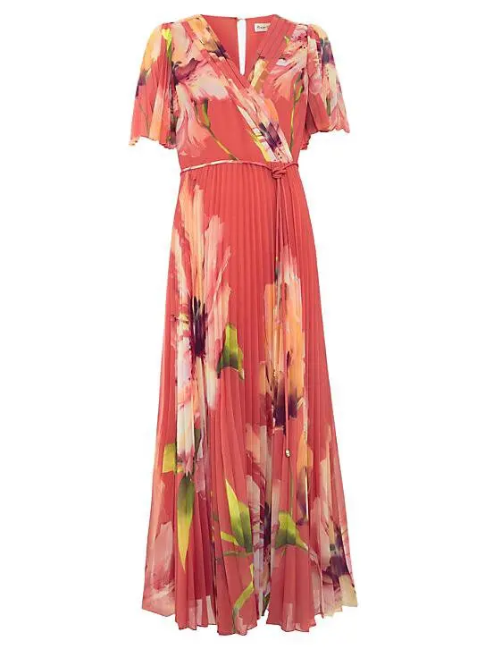 PHASE EIGHT Petite Abigail Floral-print Woven Maxi Dress - Orange