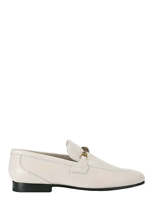 Kurt Geiger Alton Croc-embossed Leather Loafers - Bone/comb