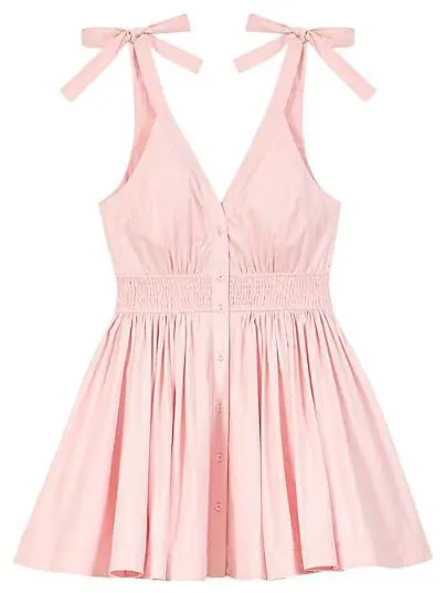 Maje Smocked-waist Cotton Mini Dress - Pink