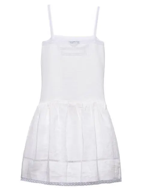 Prada Lace-embroidered Linen Midi Dress - White
