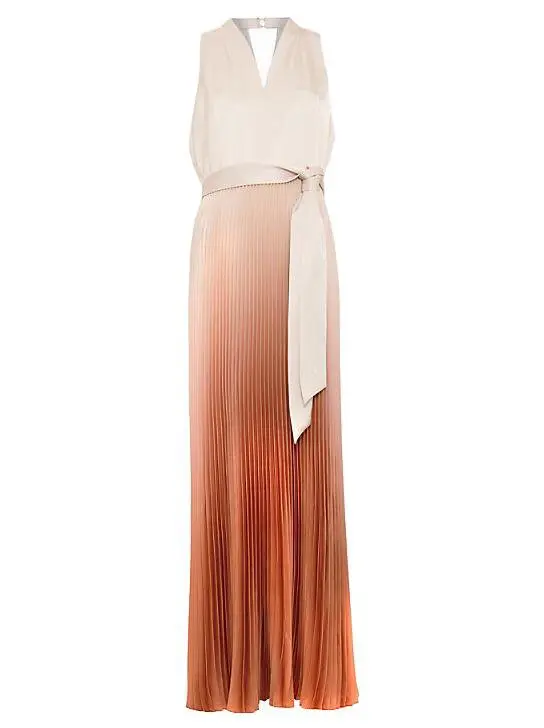 PHASE EIGHT Pleated Ombré Maxi Dress - Orange