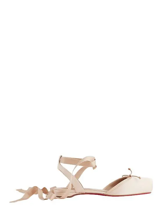 CHRISTIAN LOUBOUTIN Cassia Lace-up Satin Ballerina Flats - Blush/lin Blush