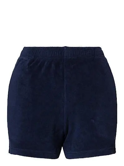 SPORTY & RICH Cotton Terry Embroidered Logo Shorts - Dark Navy